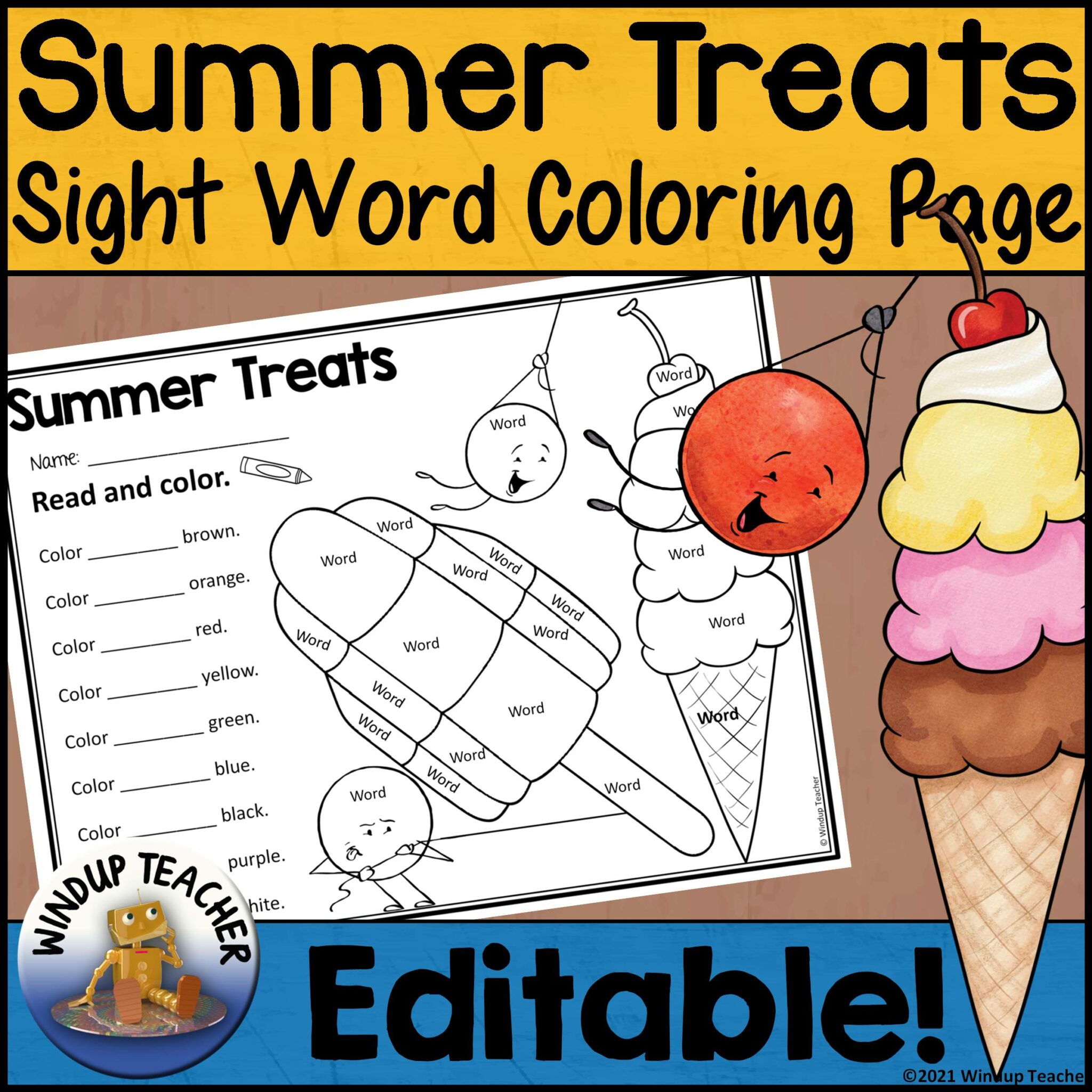 Summer Treats Sight Word Sheet EDITABLE | Made By Teachers