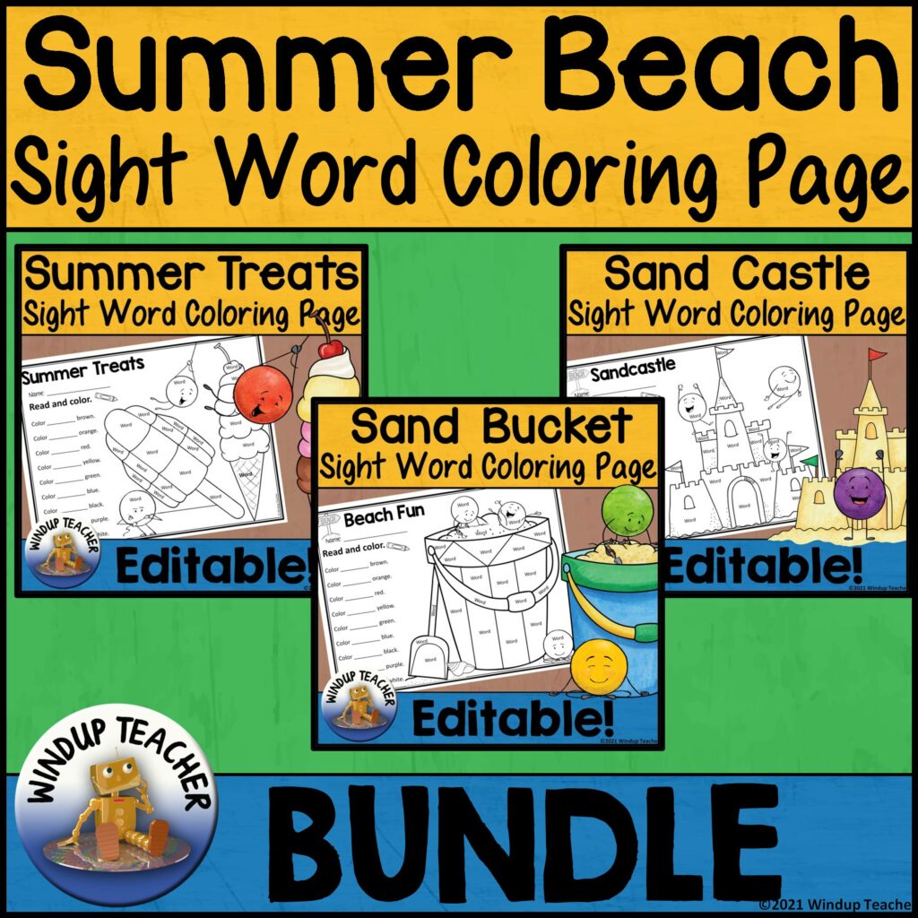 Summer Beach Themed Sight Word BUNDLE | EDITABLE A | Made By Teachers