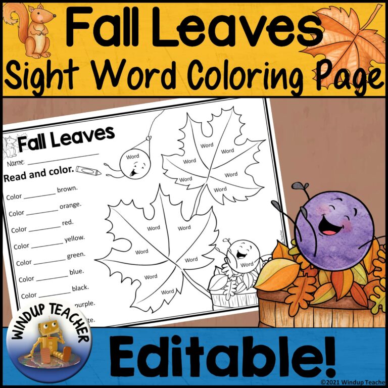 Fall Leaves Sight Word Sheet EDITABLE | Made By Teachers