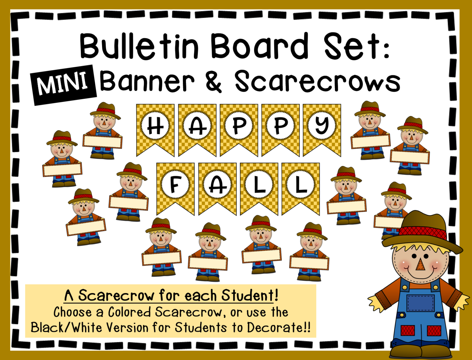Scarecrow Bulletin Board Set - Back to School Art - Made By Teachers