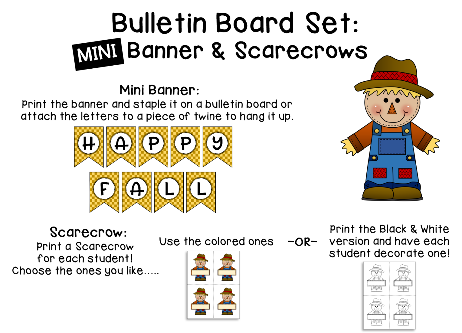 Scarecrow Bulletin Board Set - Back to School Art | Made By Teachers