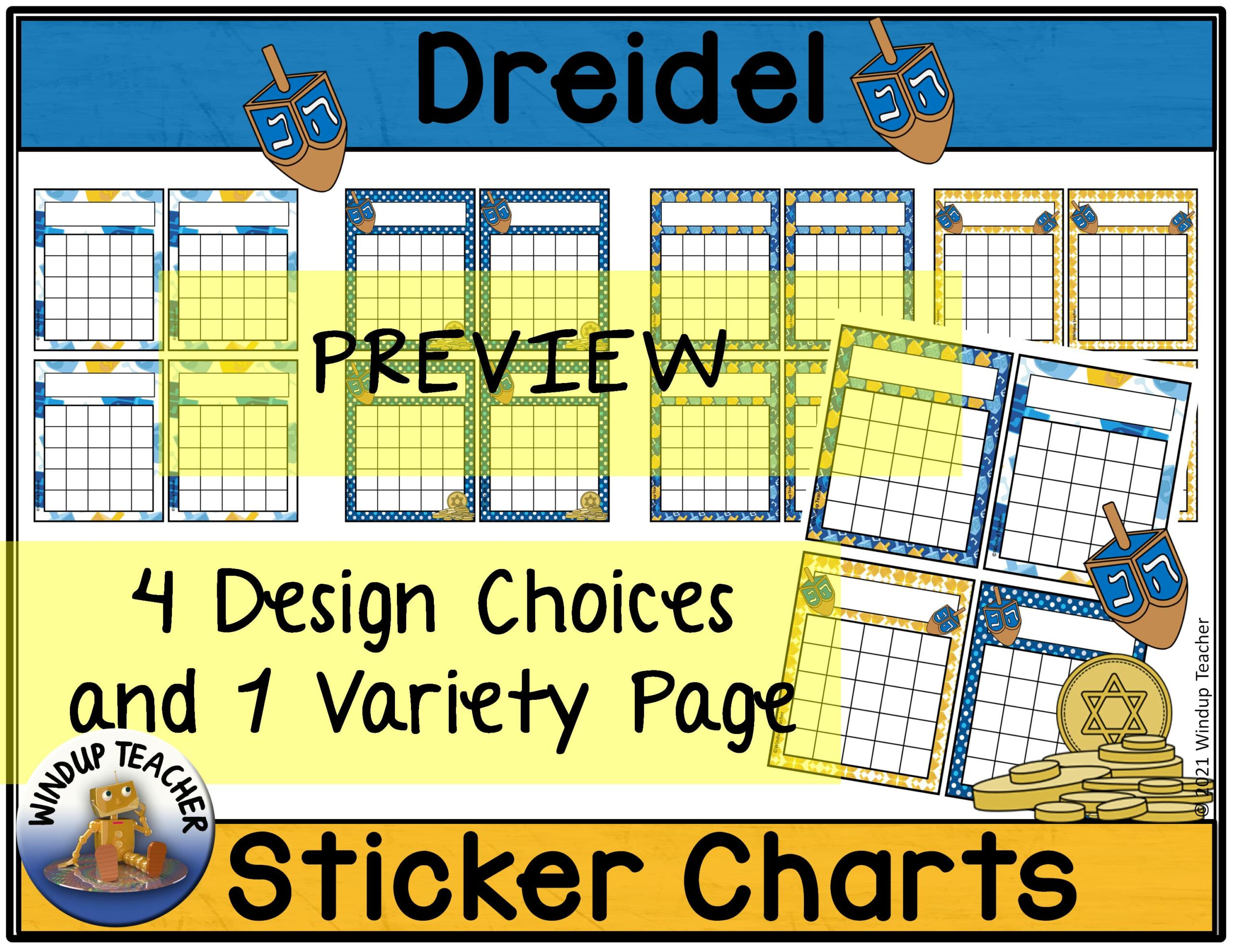 Dreidel Sticker Charts | Made By Teachers