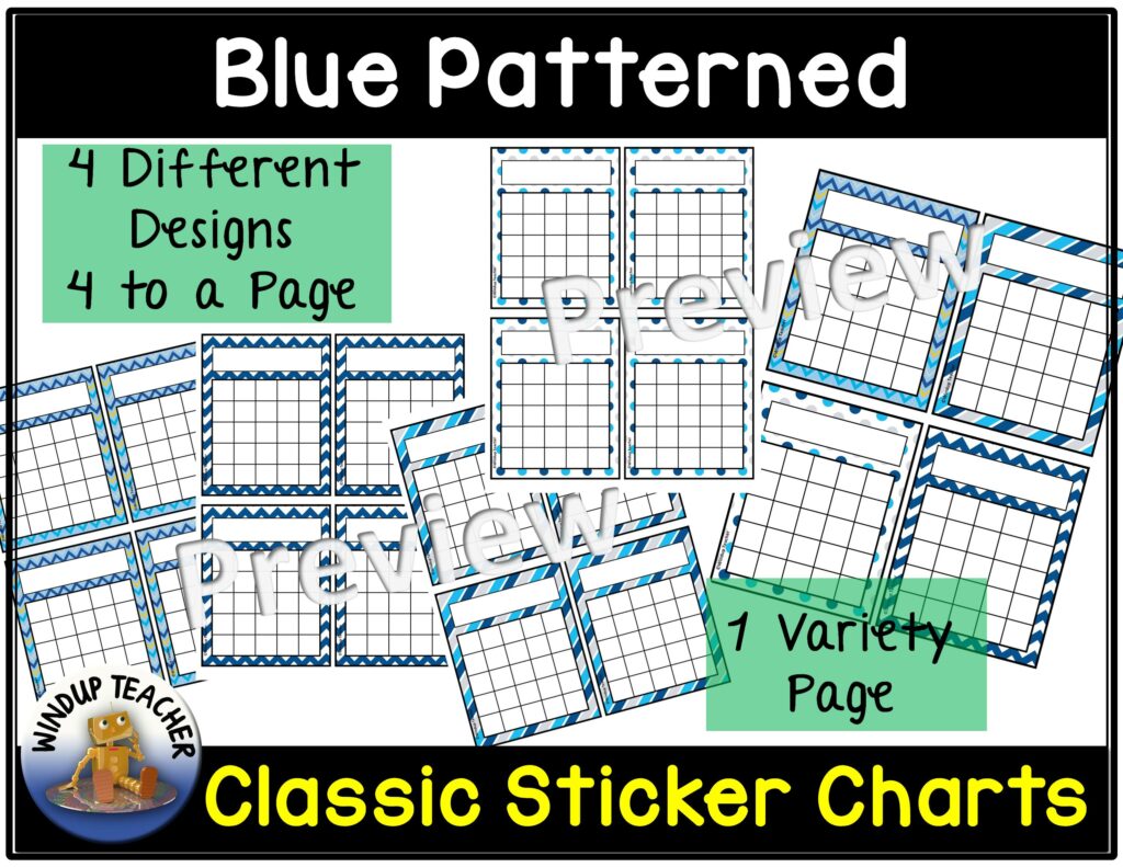Blue Patterned Classic Sticker Charts | Made By Teachers