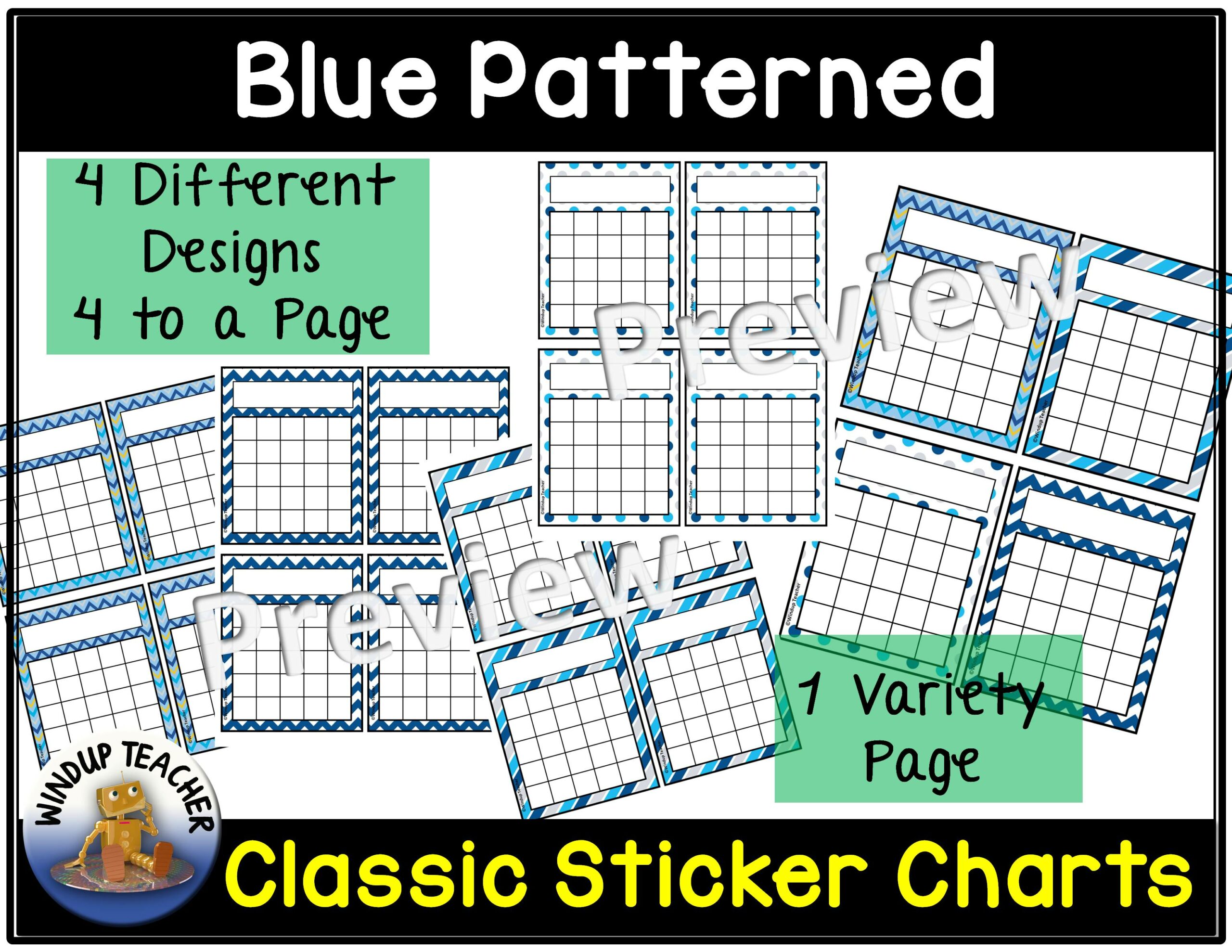 Blue Patterned Classic Sticker Charts | Made By Teachers