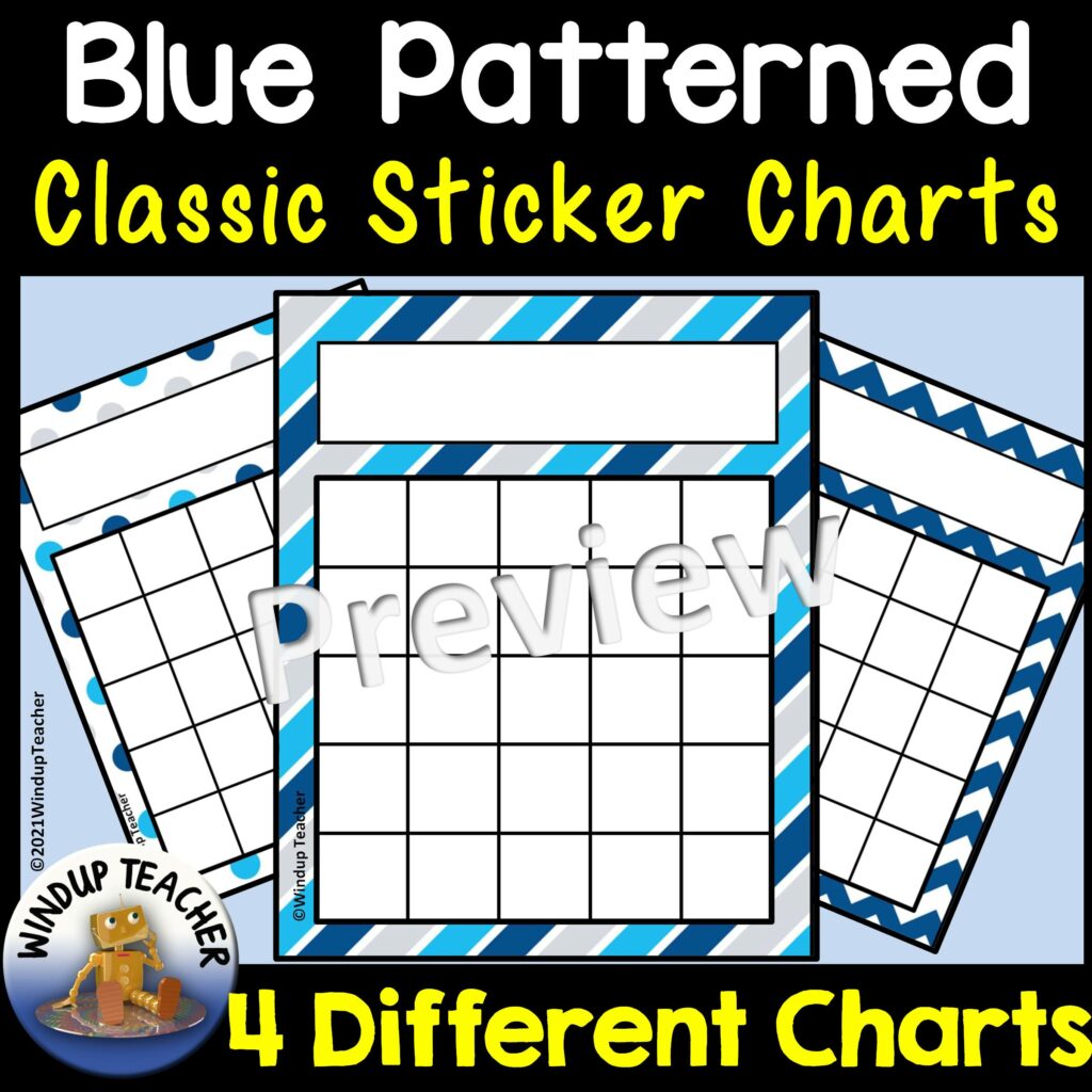Blue Patterned Classic Sticker Charts - Made By Teachers
