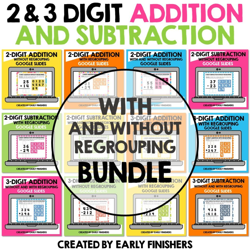 2 Digit Subtraction With Without Regrouping Bundle | Made By Teachers