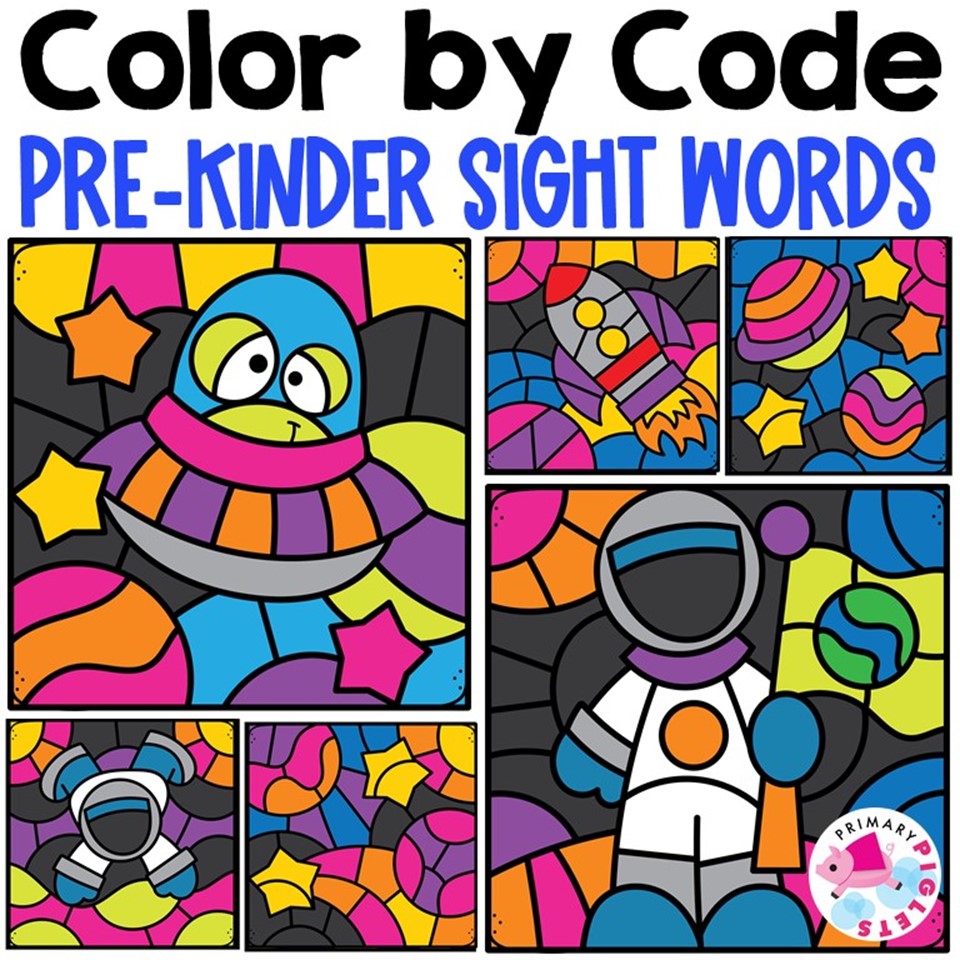 Space Color By Code Sight Words PREKINDERGARTEN Made By Teachers
