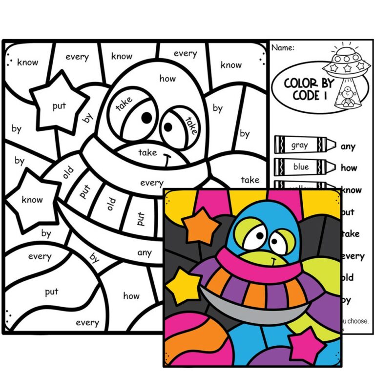 Space Color by Code Sight Words FIRST GRADE | Made By Teachers