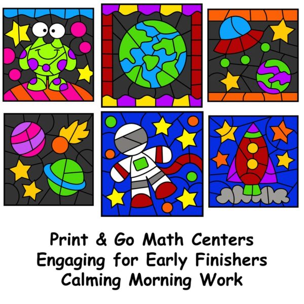 SUBTRACTION WITH REGROUPING COLOR BY NUMBER SPACE | Made By Teachers