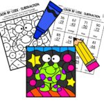 SUBTRACTION WITH REGROUPING COLOR BY NUMBER SPACE - Made By Teachers