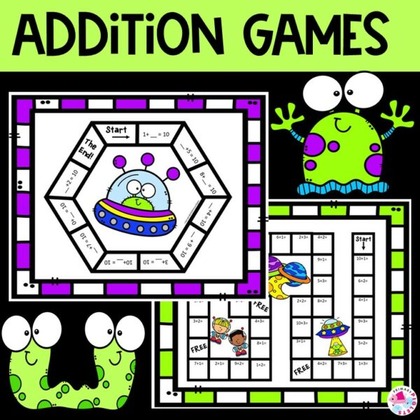 MATH GAMES ADDITION FACTS SPACE THEME | Made By Teachers