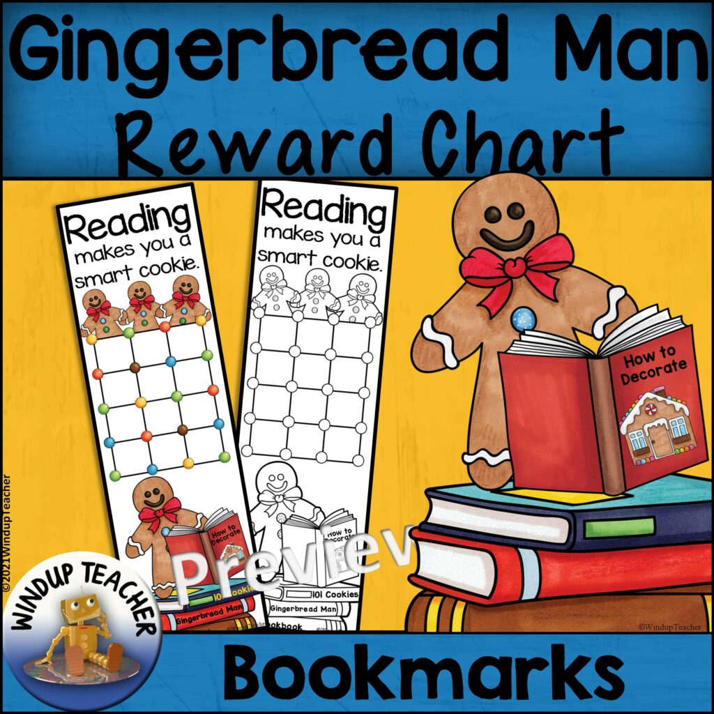 Gingerbread Man Reading Sticker Chart Bookmarks - Made By Teachers