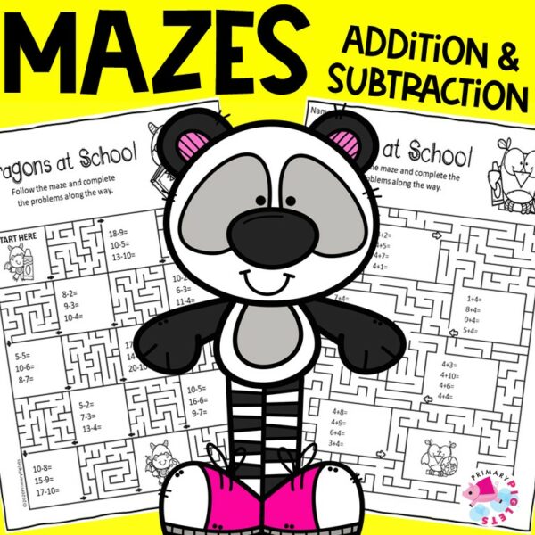 ADDITION & SUBTRACTION MATH FACTS PRACTICE MAZES WORKSHEETS | Made By ...