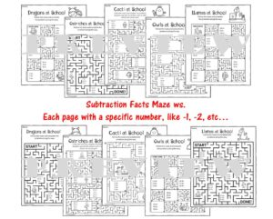 ADDITION & SUBTRACTION MATH FACTS PRACTICE MAZES WORKSHEETS | Made By ...