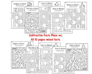 ADDITION & SUBTRACTION MATH FACTS PRACTICE MAZES WORKSHEETS | Made By ...