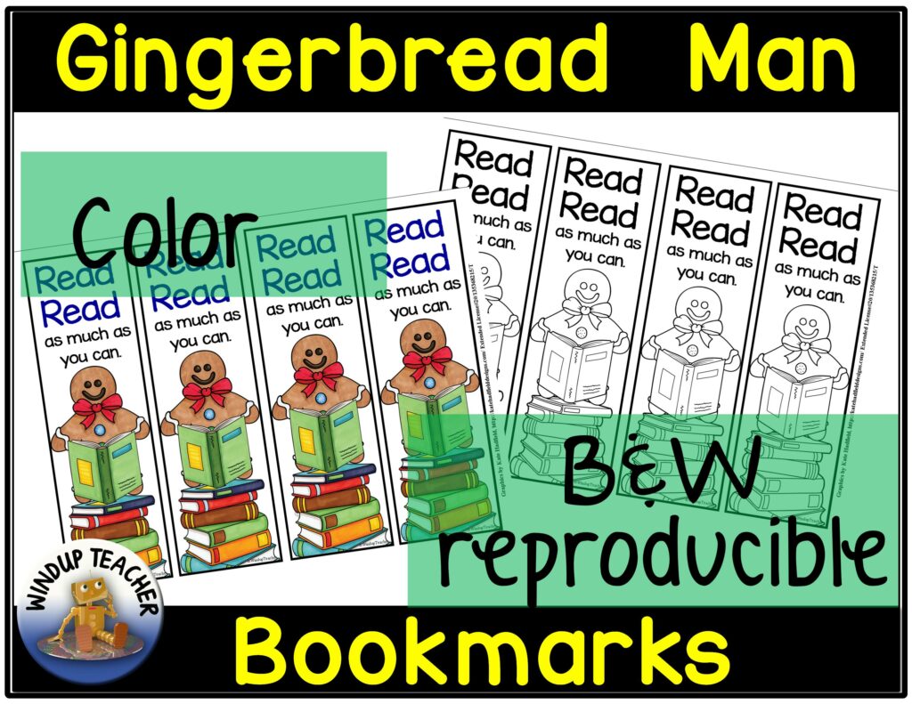 Gingerbread Reading Bookmarks | Color and B&W - Made By Teachers