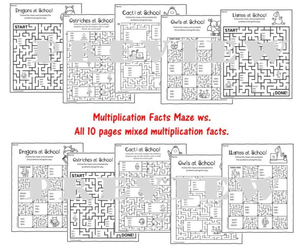 MULTIPLICATION & DIVISION MATH FACTS PRACTICE MAZES WORKSHEETS | Made ...