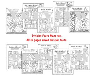 MULTIPLICATION & DIVISION MATH FACTS PRACTICE MAZES WORKSHEETS | Made ...