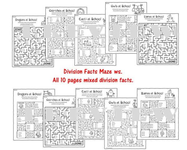 MULTIPLICATION & DIVISION MATH FACTS PRACTICE MAZES WORKSHEETS | Made ...