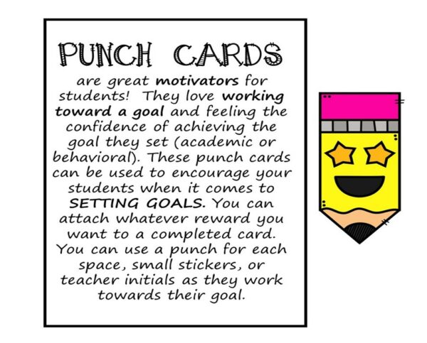 Behavior Reward Punch Cards Pencil Emojis | Made By Teachers