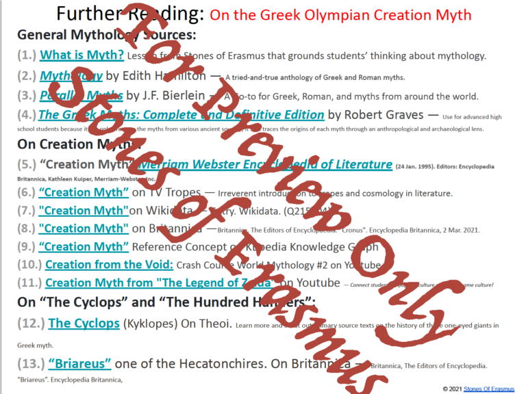Olympian Creation Myth & More Greek Mythology Series for Grades 8-10 ...