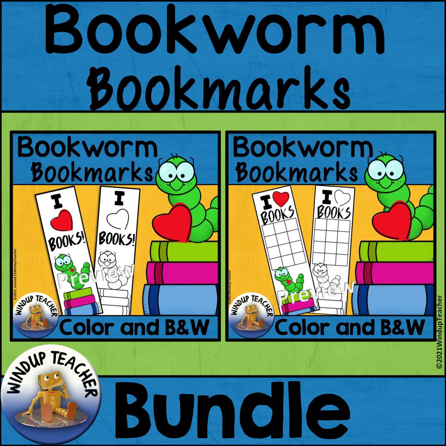 Bookworm Reading Bookmark BUNDLE - Made By Teachers