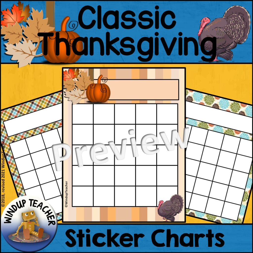 Classic Thanksgiving Sticker Charts | Made By Teachers