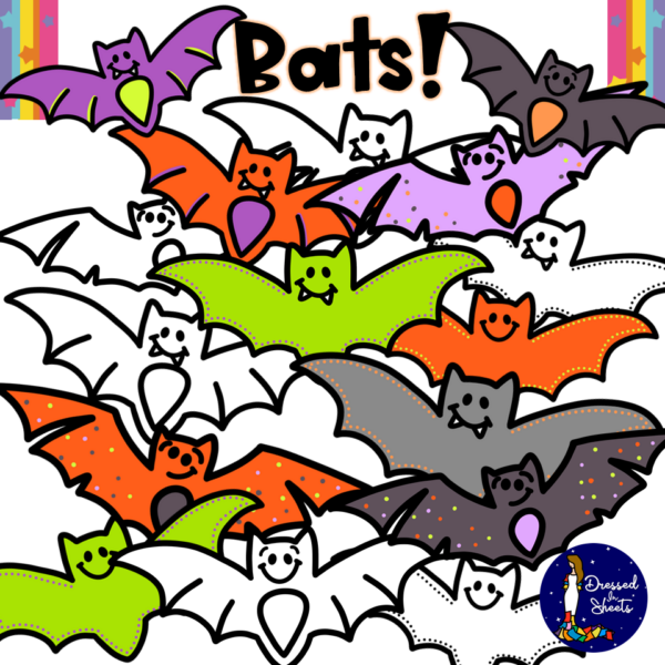 Bats Clip Art in Color and Black and White | Made By Teachers