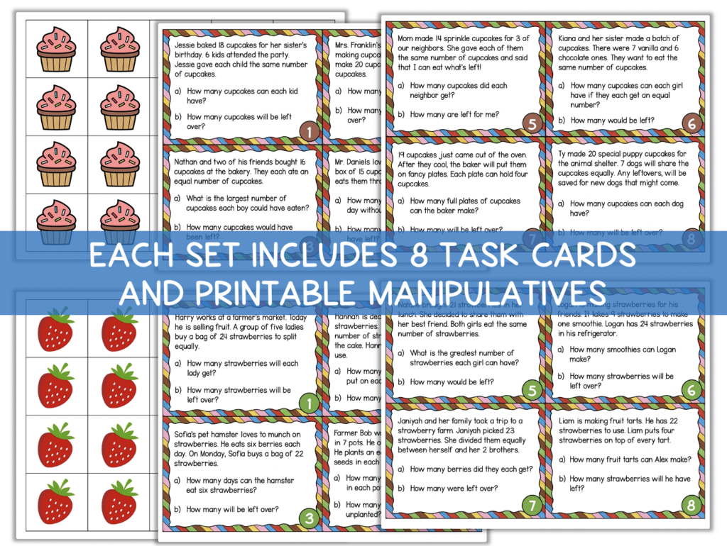 Intro to Division With Remainders Task Cards - Made By Teachers