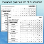 Word Searches All Year 30 Holidays & Seasons Vocab - Made By Teachers