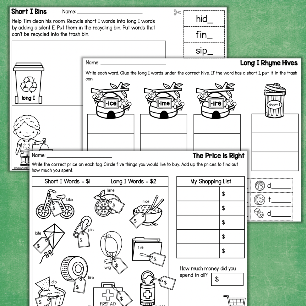 Short I Long I Vowels Phonics Worksheets Intervent | Made By Teachers