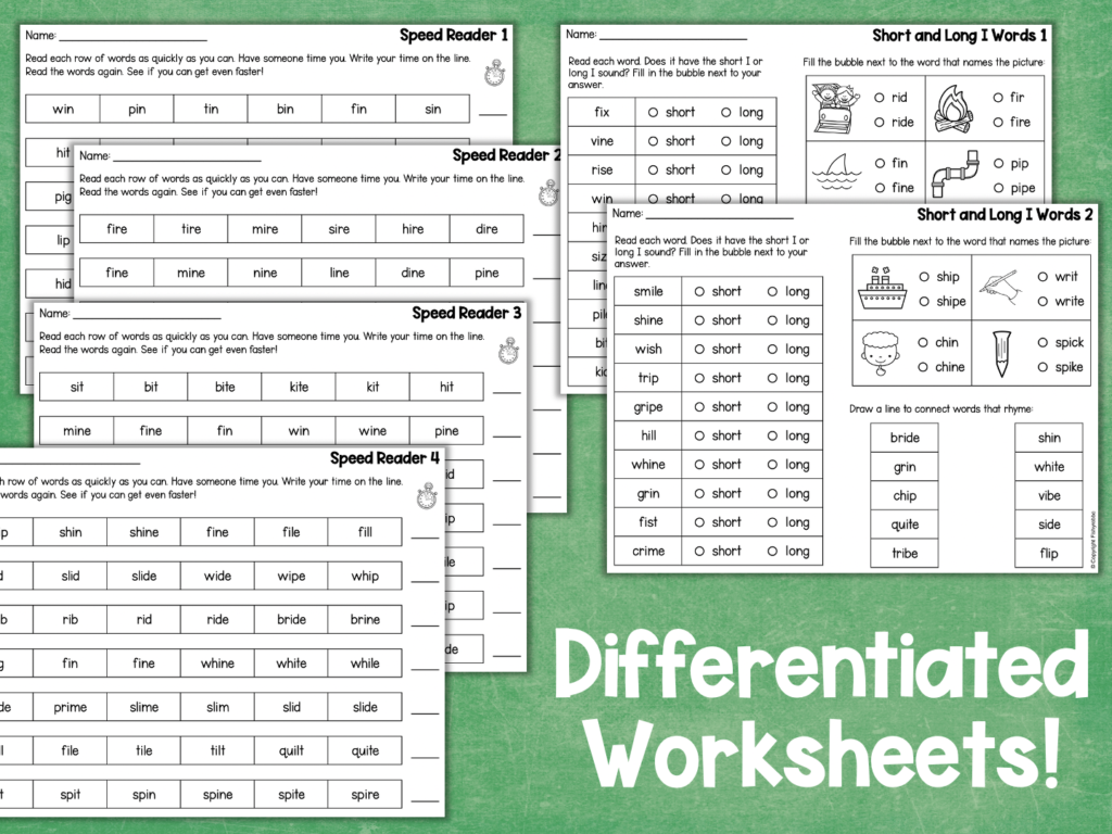 Short I Long I Vowels Phonics Worksheets Intervent | Made By Teachers