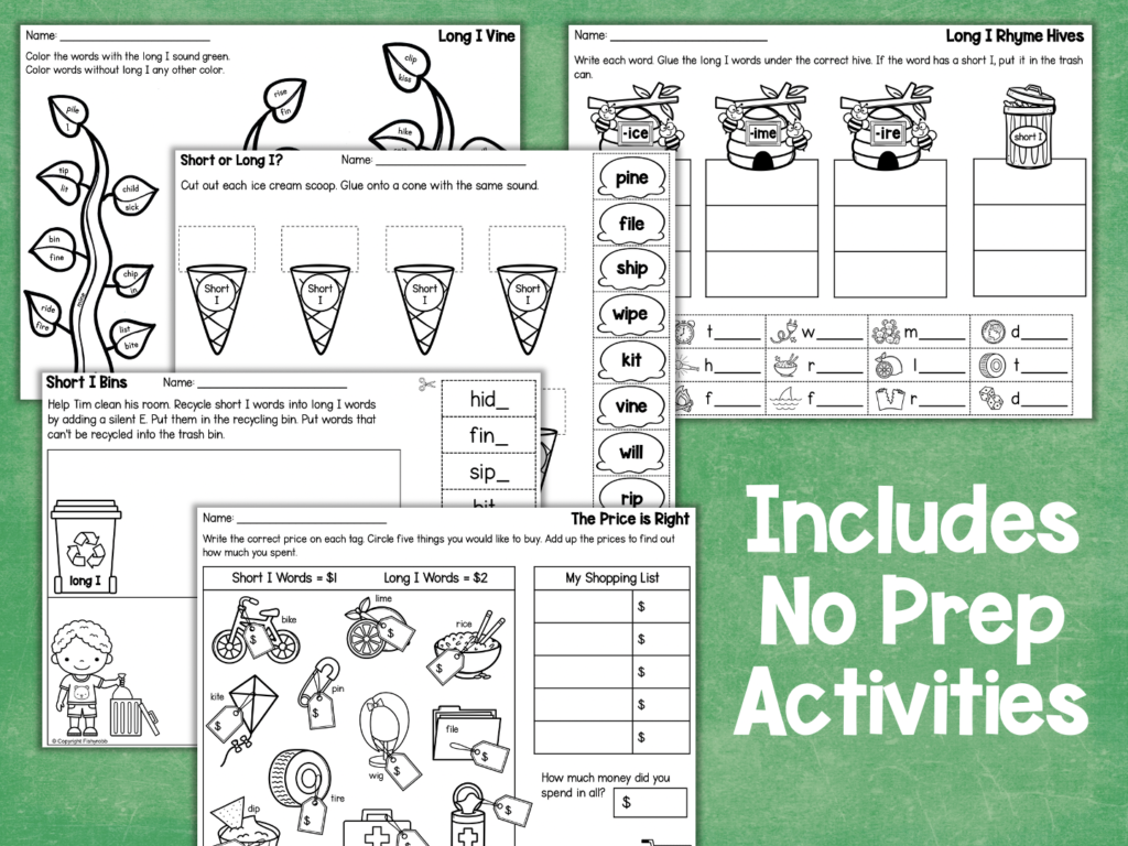 Short I Long I Vowels Phonics Worksheets Intervent | Made By Teachers