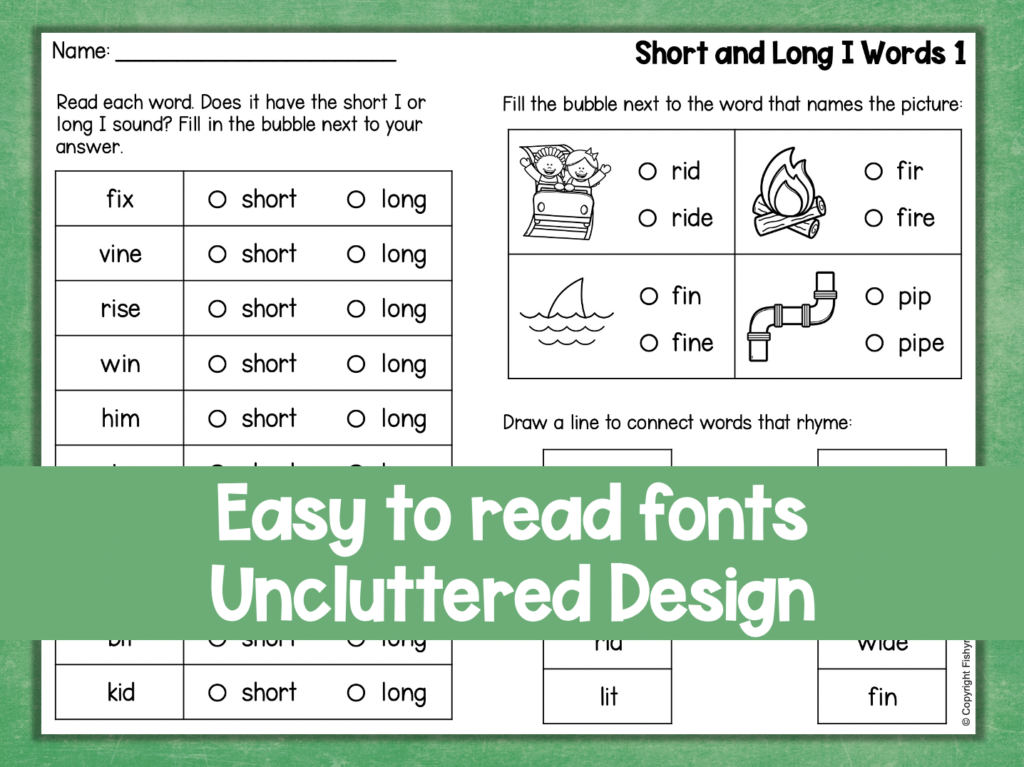 Short I Long I Vowels Phonics Worksheets Intervent | Made By Teachers