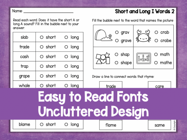 Short A Long A Words Phonics Worksheets | Made By Teachers