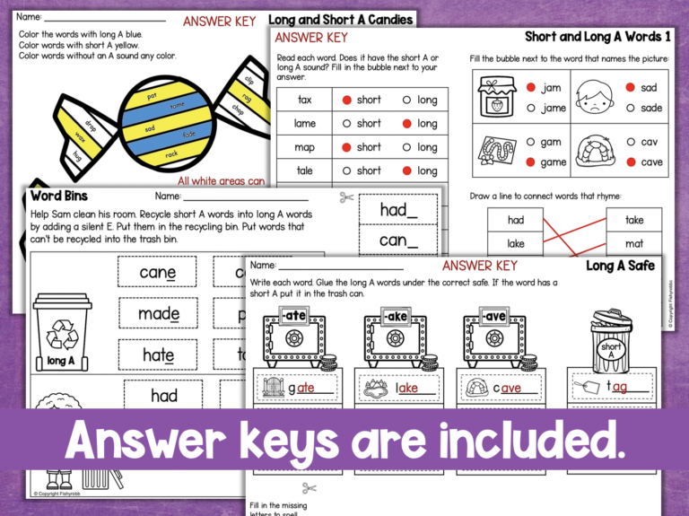 Short A Long A Words Phonics Worksheets | Made By Teachers