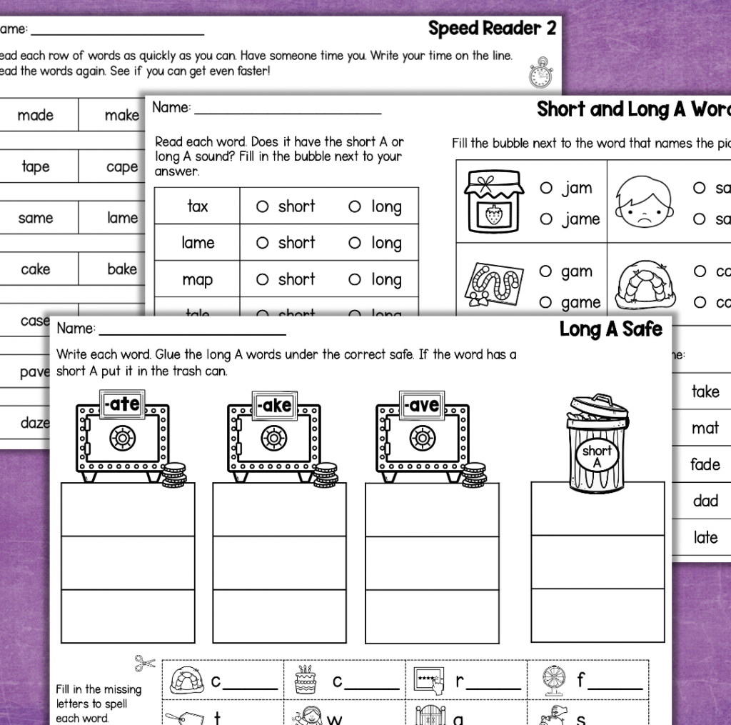 Short A Long A Words Phonics Worksheets | Made By Teachers