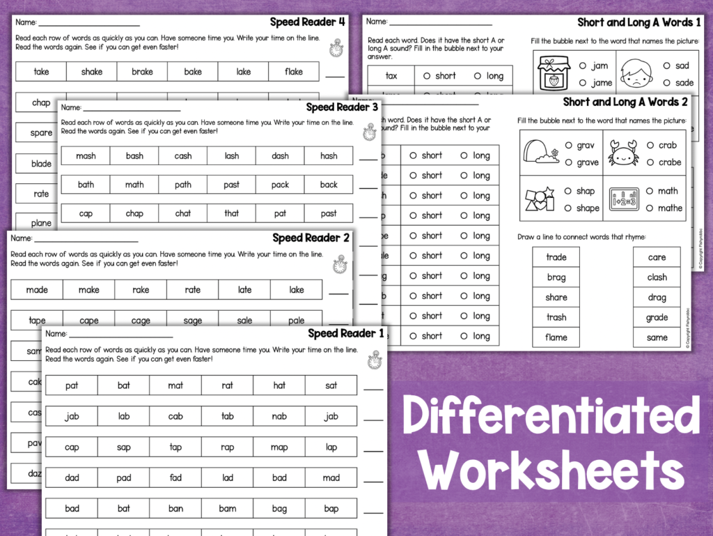 Short A Long A Words Phonics Worksheets - Made By Teachers