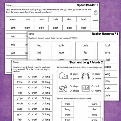 Short A Long A Words Phonics Worksheets | Made By Teachers