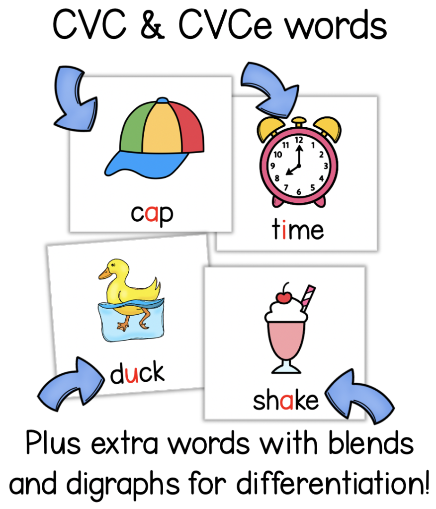 Word Sorts LONG & SHORT VOWELS Word Cards CVC CVCe | Made By Teachers