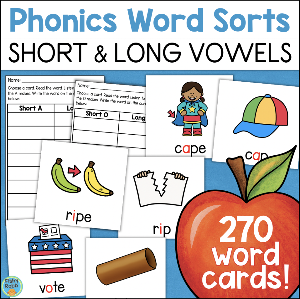 Word Sorts LONG & SHORT VOWELS Word Cards CVC CVCe | Made By Teachers