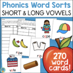 Word Sorts LONG & SHORT VOWELS Word Cards CVC CVCe | Made By Teachers