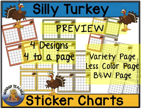 Silly Turkey Sticker Charts - Made By Teachers
