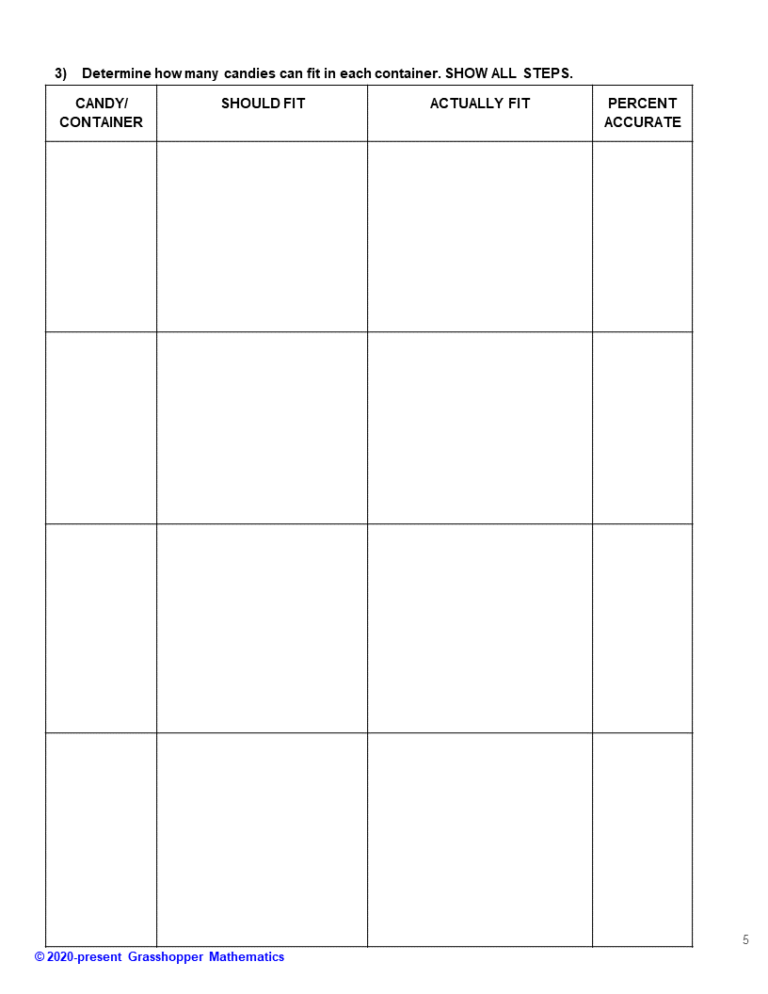 Surface Area and Volume of Candy - Made By Teachers