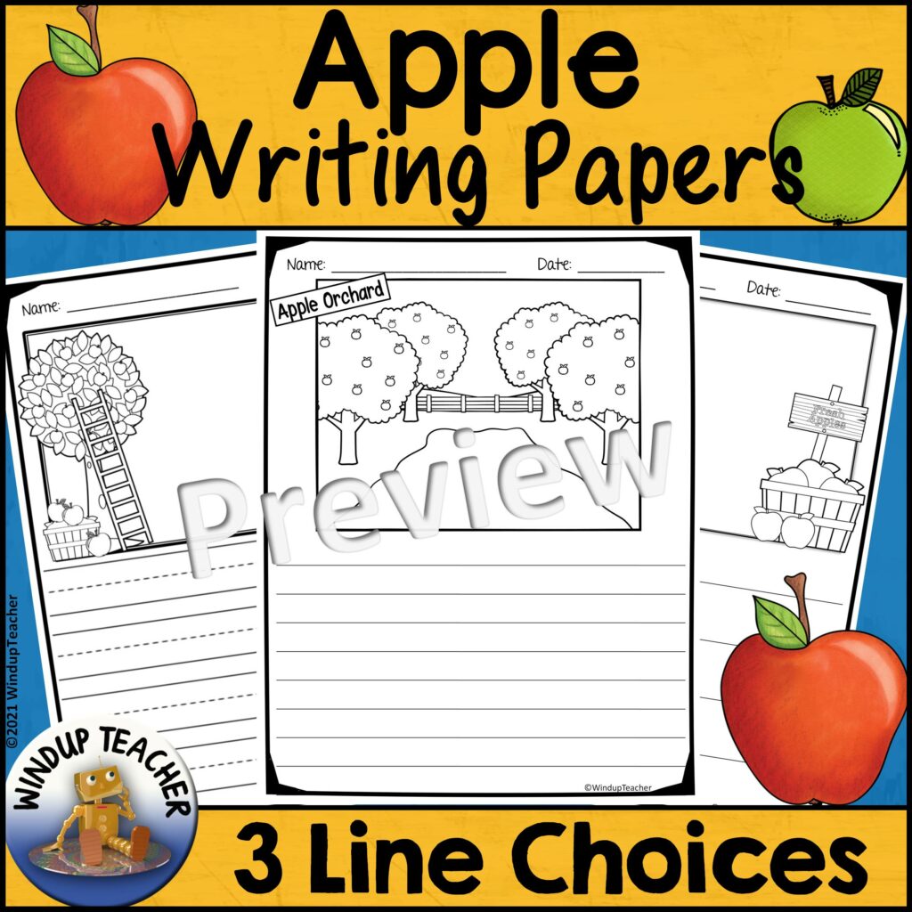 Apple Writing Papers for Fall or Autumn - Made By Teachers
