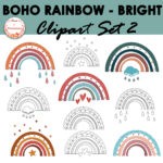 Boho Rainbow Clipart Set of Bright Colors - Made By Teachers