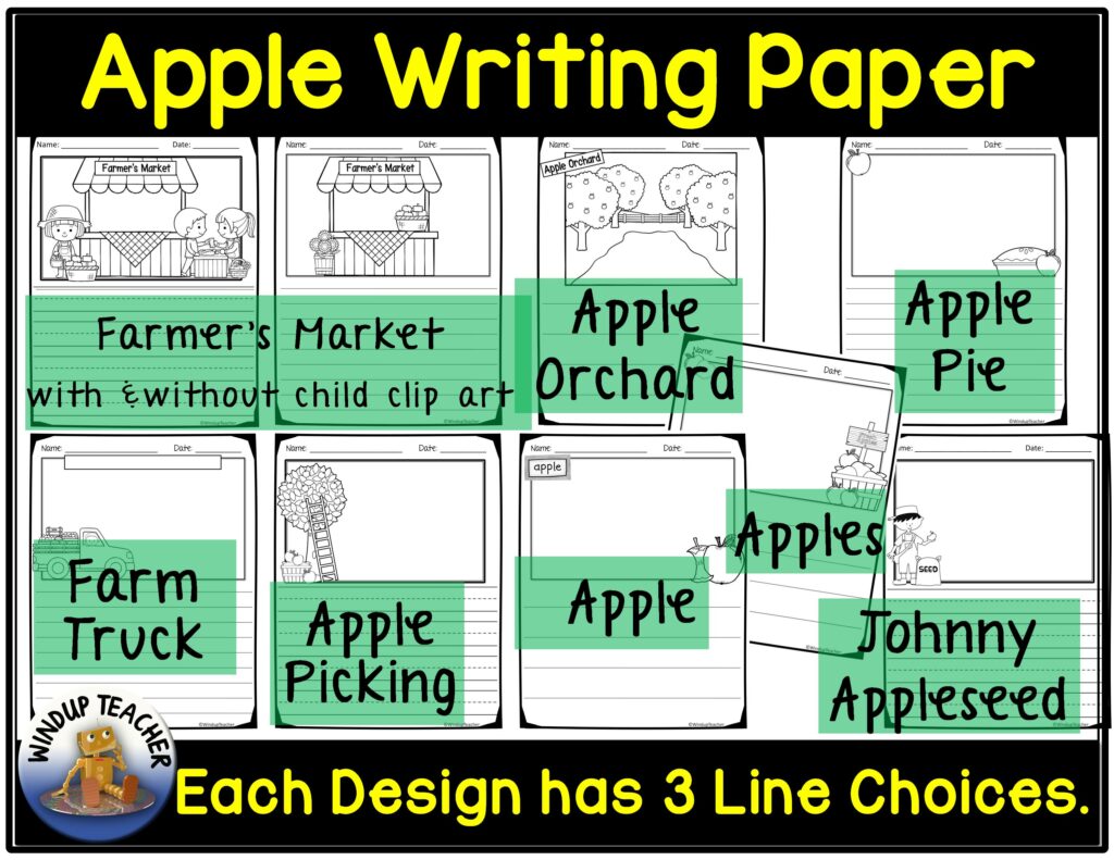 Apple Writing Papers for Fall or Autumn - Made By Teachers