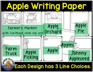 Apple Writing Papers for Fall or Autumn - Made By Teachers