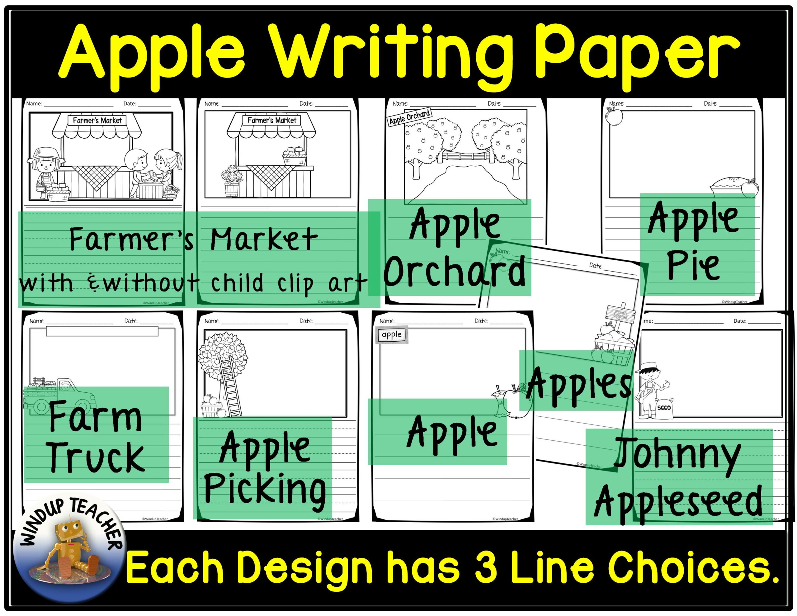 Apple Writing Papers for Fall or Autumn | Made By Teachers