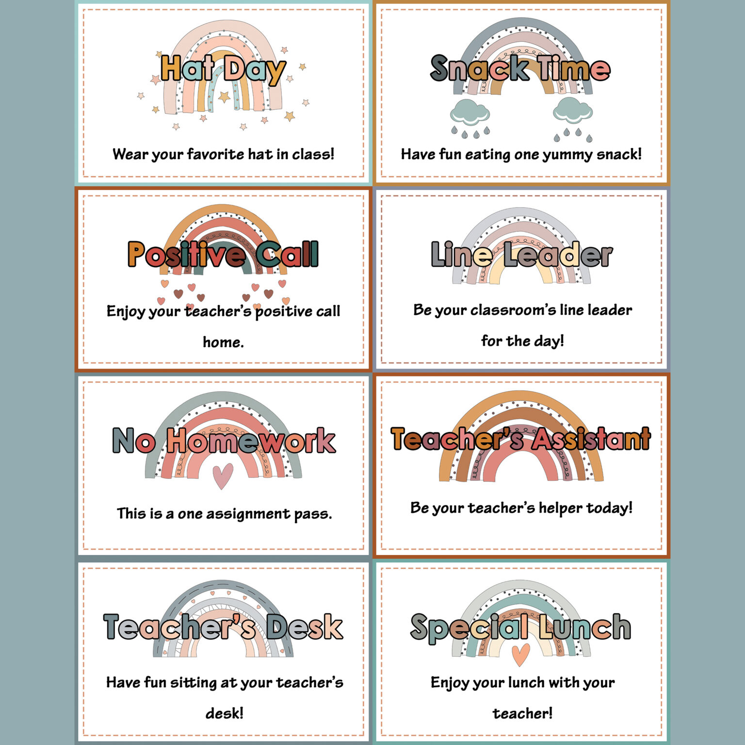 Boho Rainbow Classroom Reward Coupons | Editable | Made By Teachers
